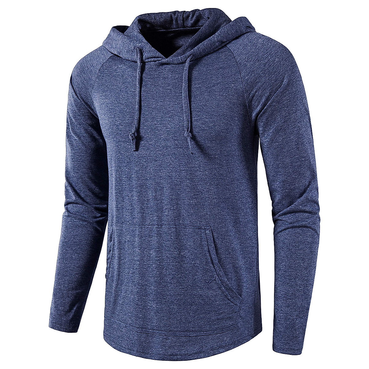 SIR7 Men's Gym Workout Active Long Sleeve Pullover Lightweight Hoodie Casual Hooded Sweatshirts(Deep Blue X-Large)