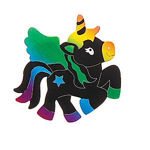 Baker Ross AW625 Unicorn Scratch Art Fridge Magnets - Pack of 10, Rainbow Scratch Paper with Stylus for Kids to Decorate in Arts and Crafts Activities