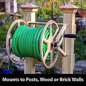 Liberty Garden 709 Steel Wall/Floor Mounted Hose Reel, Holds 200-Feet of 5/8-Inch Hose - Tan