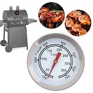 100~700 BBQ Thermometer Temperature Gauge Stainless Steel Double Scale Grill Thermometer Temp Gauge Outdoor Barbecue Smoker Grill