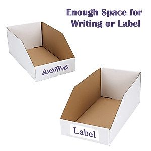 EXYGLO Garage Storage Bins, Pack of 35 Cardboard Shelf Organizer Bins 12x6x4.5inch Pantry Bins for Parts, Snacks, Bottles, Cans