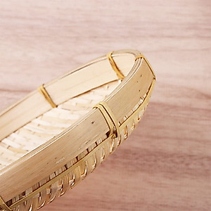 Vctitil 5.1inch/5.9inch Bamboo Basket Tray Fruit Holder Handmade Round Flat Basket Woven Round Dustpan Decor Ornaments Kitchen Storage(15cm)