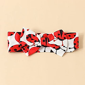 AMAWMW Newborn Baby Girl Ladybug Outfit Ruffle Romper Ladybug Pants Infant Summer Fall Clothes Set Baby Girl Gifts