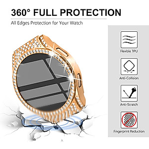 Wingle Bling Galaxy Watch 4 Case Compatible for Samsung Galaxy Watch 4 40mm Screen Protector, 4-Pack Soft TPU Full Protective Cover Crystal Diamonds Bumper Case (Black/Silver/Rose Gold/Pink)