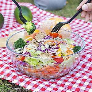 FOYO 8-inch Round Tempered Glass Bowl for Mixing Salad or Cereal, Set of 2