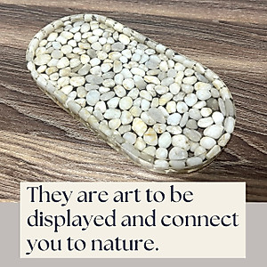 Natural Stone Pebbles Bathroom Tray for Counter Vanity Tray Kitchen Soap Tray