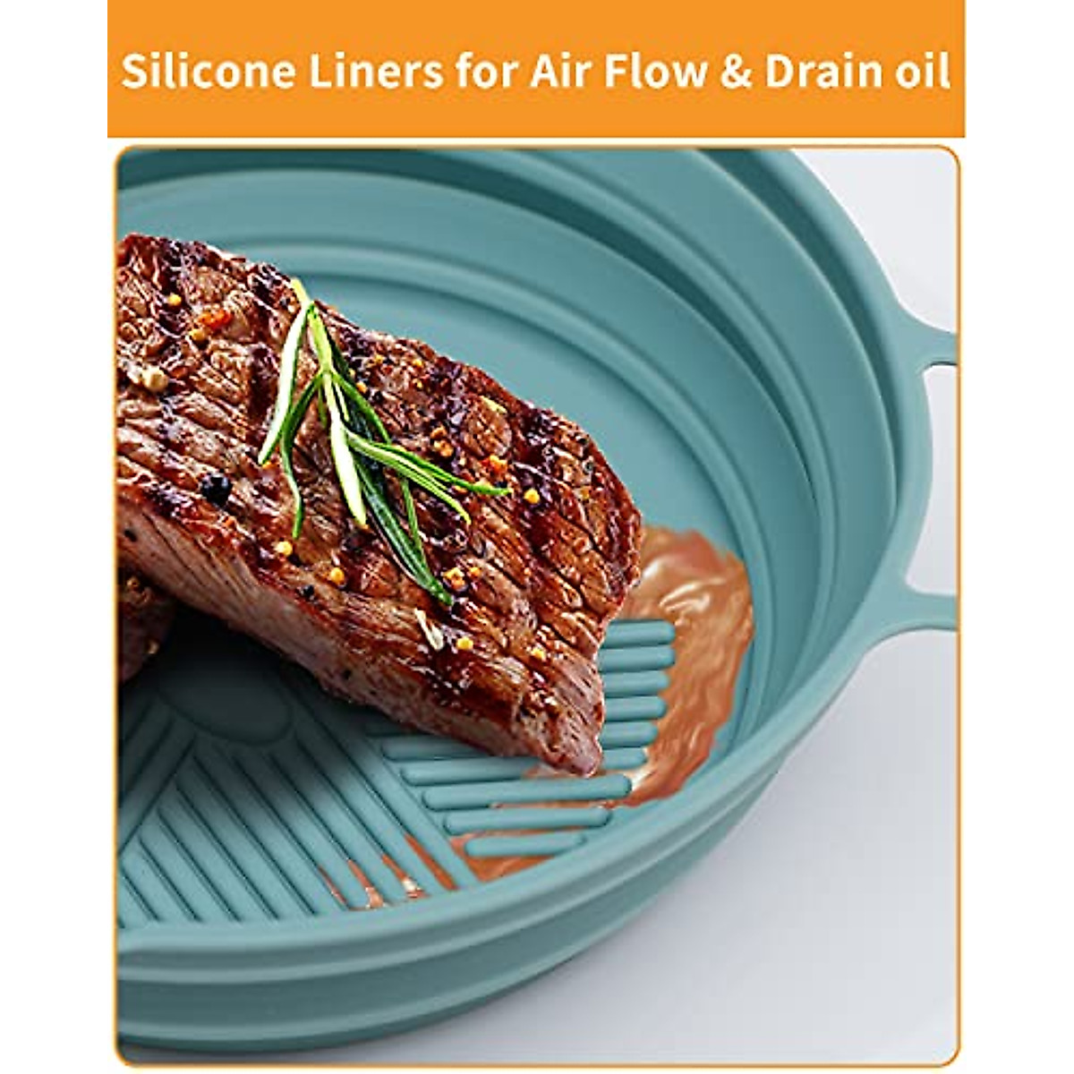 Air Fryer Silicone Pot - Foldable & Reusable Air Fryer Silicone Liner - Easy Cleaning Air Fryer Oven Accessories - No Need to Clean the Air Fryer, For 3 to 5 QT