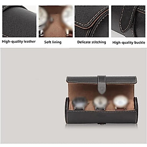 Watch Holder Watch Roll Travel Suitcase Retro Round Watch Organiser Box Leather 3 Slots Watch Box Display Storage Case Watch Organizer (Color : Red) (Brown)