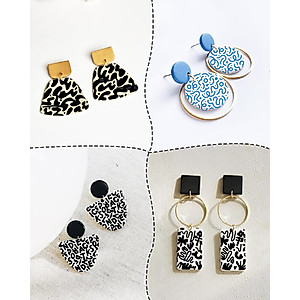 Puocaon Graffiti Silk Screen Stencils - 6 Pcs Reusable Polymer Clay Silk Screen Stencils, Cute Screen Stencils for Polymer Clay Earrings Making, Silk Screen for Transfer Patterns on Polymer Clay