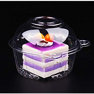 Hewnda 100 Pack Plastic Single Individual Cupcake Muffin Dome Holders Cases Boxes Cups Pods,Great for parties or cake/muffin sales