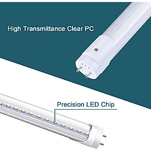 H&B Luxuries 4FT LED T8 Ballast Bypass Type B Light Tube, 18W, Single-Ended & Dual-Ended Connection, 2340LM, G13 Base,T8 T10 T12 Fluorescent Bulbs Replacement, UL & DLC - 4000K (5Pcs)