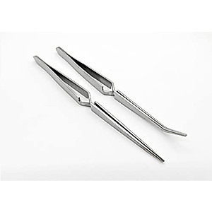 Cross Lock Tweezer Set Of 2 Bent & Straight Self Closing Holding Tweezers S.S.