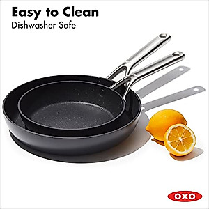 OXO Professional Hard Anodized PFAS-Free Nonstick, 8" and 10" Frying Pan Skillet Set, Induction, Diamond reinforced Coating, Dishwasher Safe, Oven Safe, Black