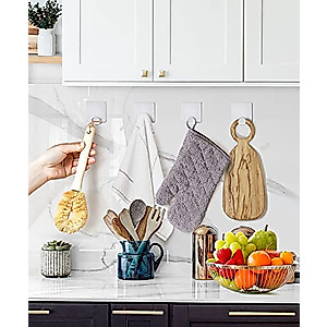 YOGEERNIC 8 PCS Adhesive Towel Hooks, No Drilling Wall Mount Hooks, Heavy Duty Stainless Steel Hooks for Bathroom Bedroom Kitchen Hotel(Silvery)