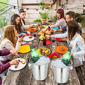 8 Pack Champagne Buckets Stainless Steel Ice Buckets with Handles Wine Bucket Party Beverage Chiller Champagne Ice Buckets for Beer Drinking Bar Club Party Supplies (3.15 Quart)