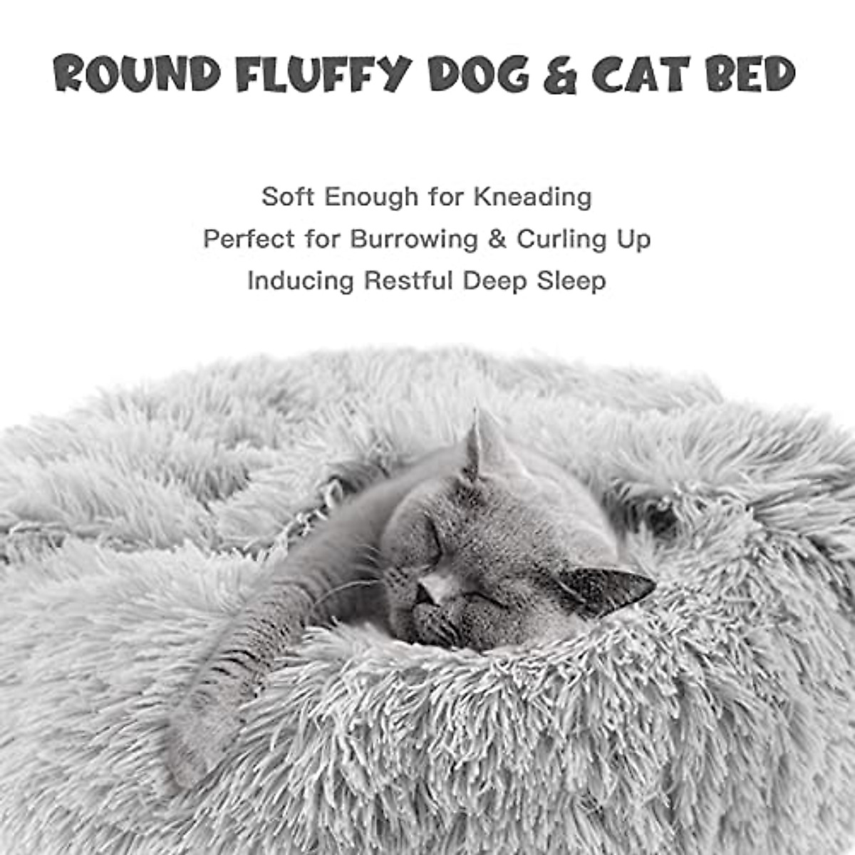 Himax Dog Beds for Small Dogs, Donut Dog Bed with Blanket Attached, Calming Dog Bed Washable Medium(20"/26"/35")