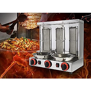 BNDHKR Homemade Chicken Shawarma Machine Commercial Turkish Chicken Doner Countertop Rotisserie Grill with 3 Burner Propane Vertical Kebab Broiler