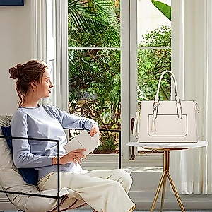 Laptop Tote Bag for Women, Cute Computer Bag Large Laptop Purse Shoulder Handbag Work Tote Briefcase Top Handle Satchel for Women - Beige