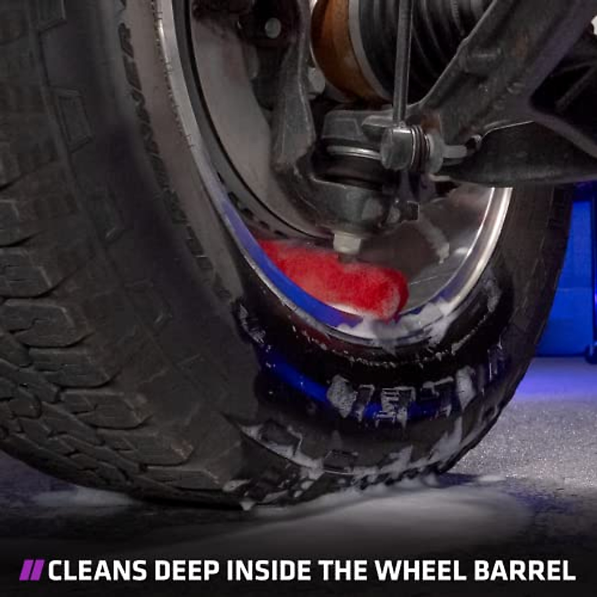 VIKING Wheel Brush or Rim Brush for Car, Metal Free, Red, 2.5 Inch x 14.3 Inch