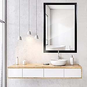Oteymart Rectangular Wall Mirror 24" x 36" for Bathroom, Bedroom, Entryway, Living Room, Vanity, Black