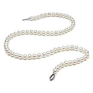 Sterling Silver 7.0-8.0mm White Cultured Freshwater Pearl Strand Necklace,20"