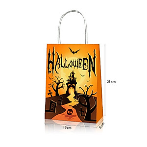 GGSELL 12 PCS Halloween Treat Bags for Kids Trick or Treat Candy Bags, Glow in The Dark Bags with Handles for Halloween Party Favors