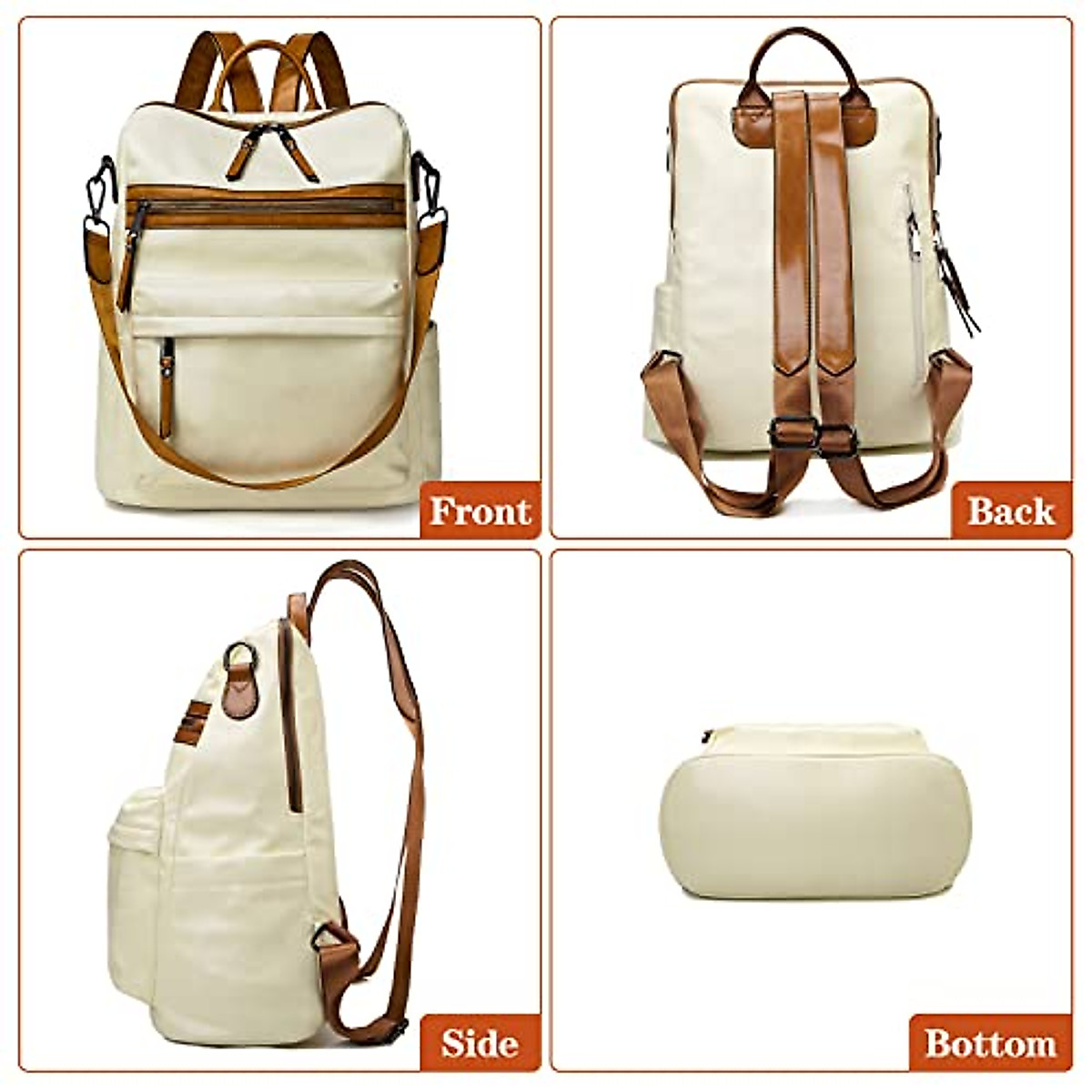 CASEEK Women Backpack Purse Fashion Leather Designer Shoulder Bags Casual Travel Bag Multipurpose Convertible Satchel Handbag