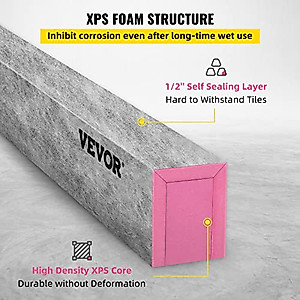 VEVOR Shower Curb, 60'' x 4'' x 6'', Cuttable Waterproof XPS Foam Curb, Covering with PE Waterproof Membrane, Ready-to-tile with Thin-set Mortar, Perfect for Bathroom Decoration