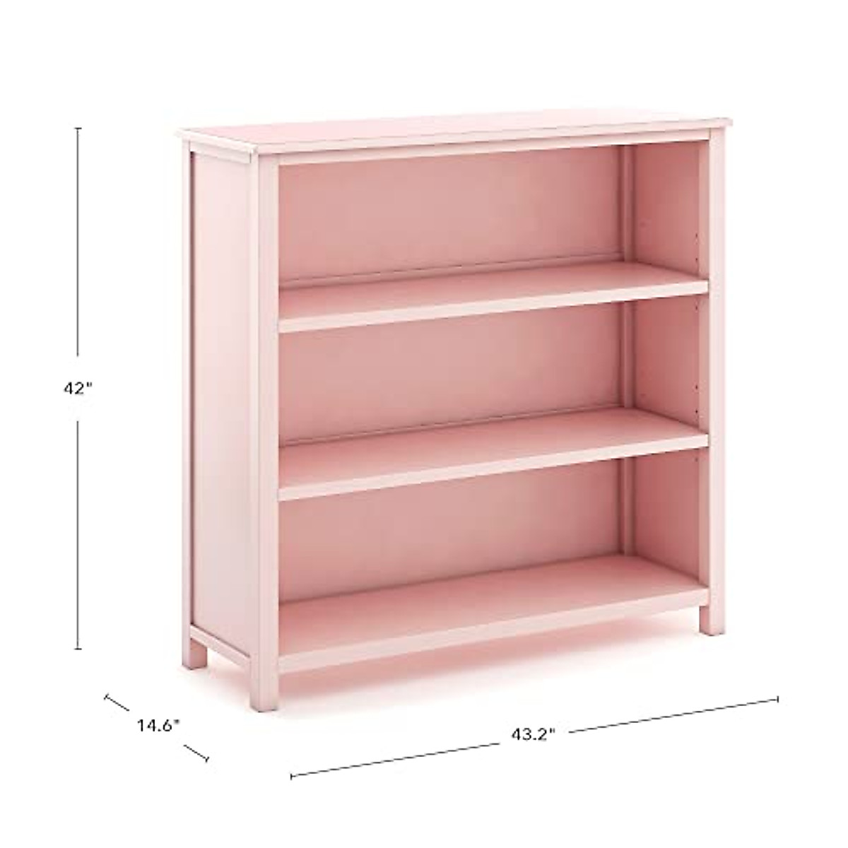 Guidecraft Deluxe Taiga 3-Shelf Bookcase 42" - Pink: Storage Shelving Unit for Books, Paper, TV, and Bins - Bookshelf for Bedroom, Living Room and Home Office