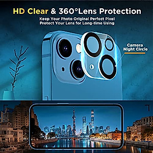 NatuBeau 3 Pack iPhone 13 Screen Protector Tempered Glass with 3 Pack iPhone 13 Camera Lens Protector, 6.1 inch