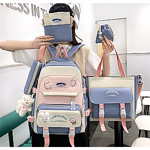 5Pcs Accessories Backpack with Pin & Set Cute Backpack Kawaii Backpack School Bags for Teen Girl