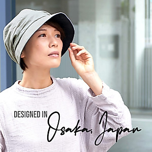 CHARM Womens Summer Sun Hat - Organic Cotton Chemo Wide Brim Cap SPF Protection Navy