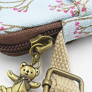 RARITYUS Canvas Small Crossbody Cell Phone Purse Cute Shoulder Bag with Adjustable Strap for Women Blue