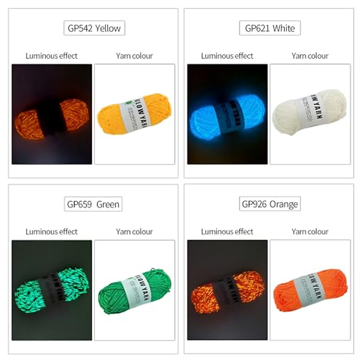 1 roll of Luminous Yarn, Woven Yarn Used for Crocheting DIY Halloween and Christmas Parties, Hats, Sweaters, Toys, and Other Luminous Items. (Yellow)