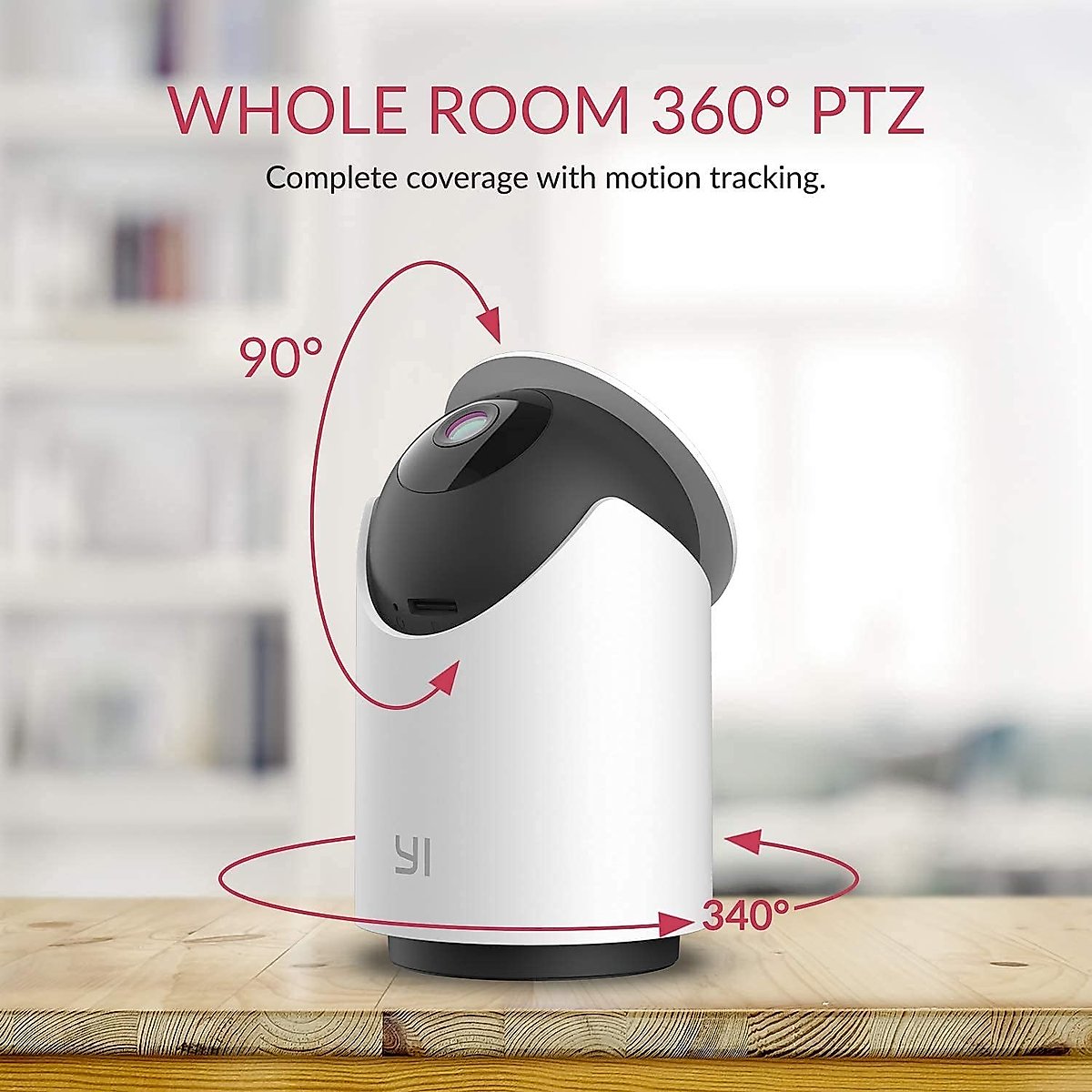 YI Pet Security Camera 1pc, 1080p 360-degree Pan-Tilt Smart Indoor IP Cam with Night Vision, 2-Way Audio, Motion-Tracking，Human Detection, Phone App, Compatible with Alexa and Google