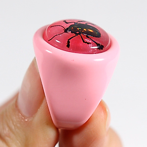 REALBUG Shiny Beetle Pink Ring Size 7