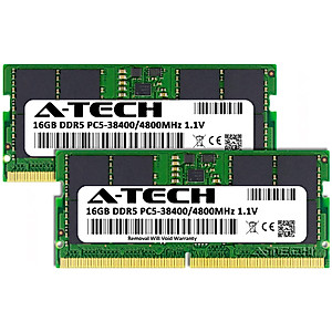 A-Tech 32GB Kit (2x16GB) RAM for Lenovo ThinkPad P1 Gen 5 Laptop | DDR5 4800MHz PC5-38400 SODIMM 1.1V 262-Pin Non-ECC SO-DIMM Memory Upgrade