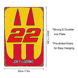 Logano 22 NumPlate Poster Metal Sign Tin Metal Retro Wall Decor for Home,Street,Gate,Bars,Club