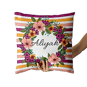 IWKWUZILM Custom Gifts Personalized Floral Pillow |10 Designs| Flower Pillow with Name Custom Name Pillow Cover Gifts for Girls - Christmas Mother's Day Birthday Gift idea (Mix Color, 18inX18in)