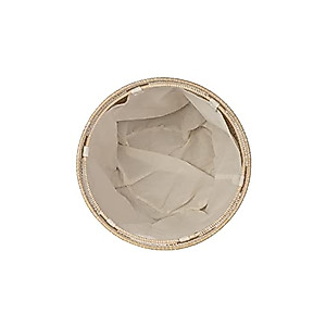 KOUBOO Loma Round Rattan Hamper and Laundry Basket with Lid Removable White-Wash