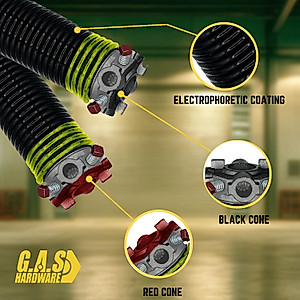 Alcan Garage Door Torsion Spring (0.207'' Wire x 2'' D x 25'' L) with 1'' Nylon Bushing | Right Hand Wound Replacement (Left Side), Yellow