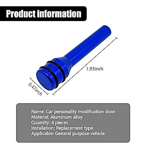 Hawyet 4 PCS Car Door Lift Bolt, 1.93" Safety Door Metal Lock Knob Pull Pin Replacement, Simple Personalized Door Lock Status Button Cover, Universal Interior Accessories for Most Cars (Blue)