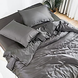 DOZ by SIJO 100% Organic Bamboo Sheet Set, Buttery Soft, Cooling for Hot Sleepers, Silky Breathable, Oeko-TEX, High GSM, 16" Deep Pockets - 3pc - 2 Pillowcases 1 Fitted Sheet (Storm, Queen)