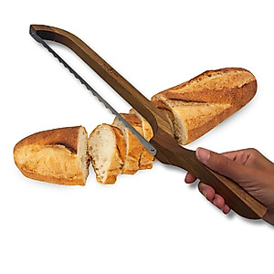Ace and Olive Wood Fiddle Bow Bread Knife for Homemade Bread - Acacia Sourdough Bread Slicer Knife With Cover - Wooden Bread Bow Knife for Sourdough - Sourdough Bread Knife - Bread Saw Sourdough Knife