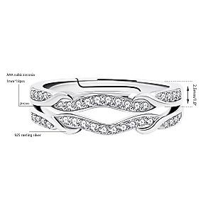 Uloveido 925 Sterling Silver 2pc Stackable Infinity Ring Enhancer for Women Wedding Engagement Anniversary Promise Rings Y1522 (Size 9)