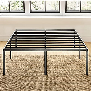Best Price -Mattress 18 Inch Metal Platform Bed, Heavy Duty Steel Slats, No Box Spring Needed, Easy Assembly, Black, Queen