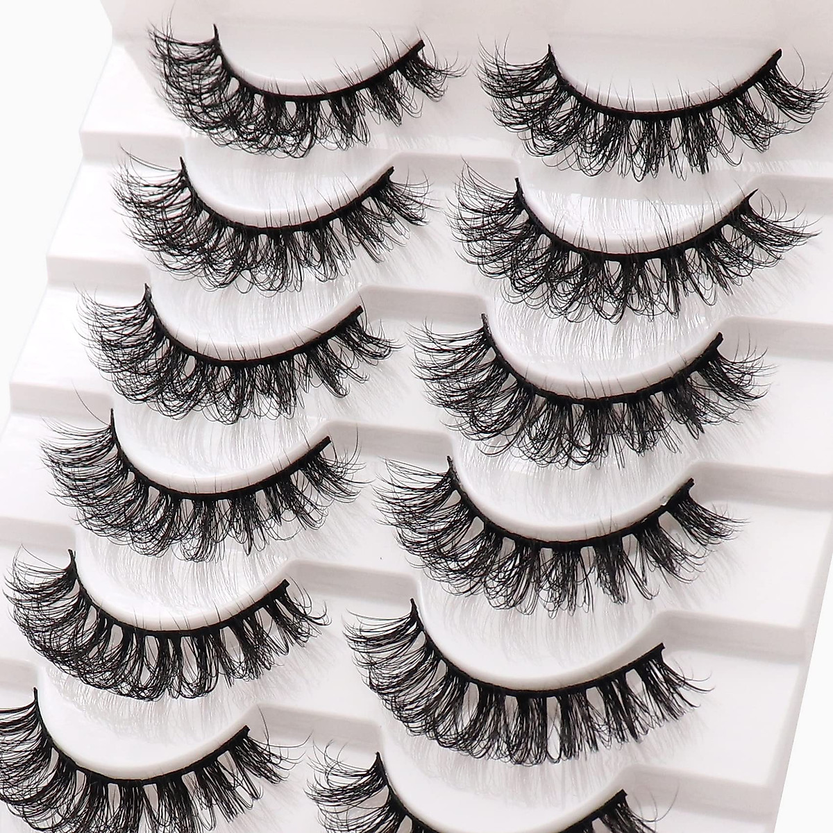 Veleasha Russian Strip Lashes DD Curl False Eyelashes Fluffy Wispy Faux Mink Lashes 10 Pairs Pack (D02)