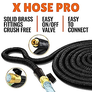 Xhose Pro Garden Hose, 50 Foot Expandable Garden Hoses, Tough & Flexible Water Hose, Lightweight, Solid Brass Fittings, Kink Free, Easy to Use & Store