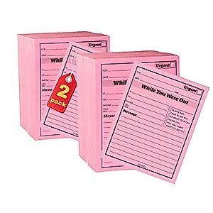 1InTheOffice Message pad While You Were Out Pads, 4.25 x 5.5 Inches, Pink, 50 Sheets/Pad, 12 Pads/Pack, pack of 2