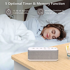 White Noise Sound Machine for Sleeping Baby Adults Kids-Portable Sleep Sound Therapy Machine, USB Rechargeable, 42 Soothing Sounds, Auto-Off Timer, 8 Volume Control & AC Adapter Included for Office